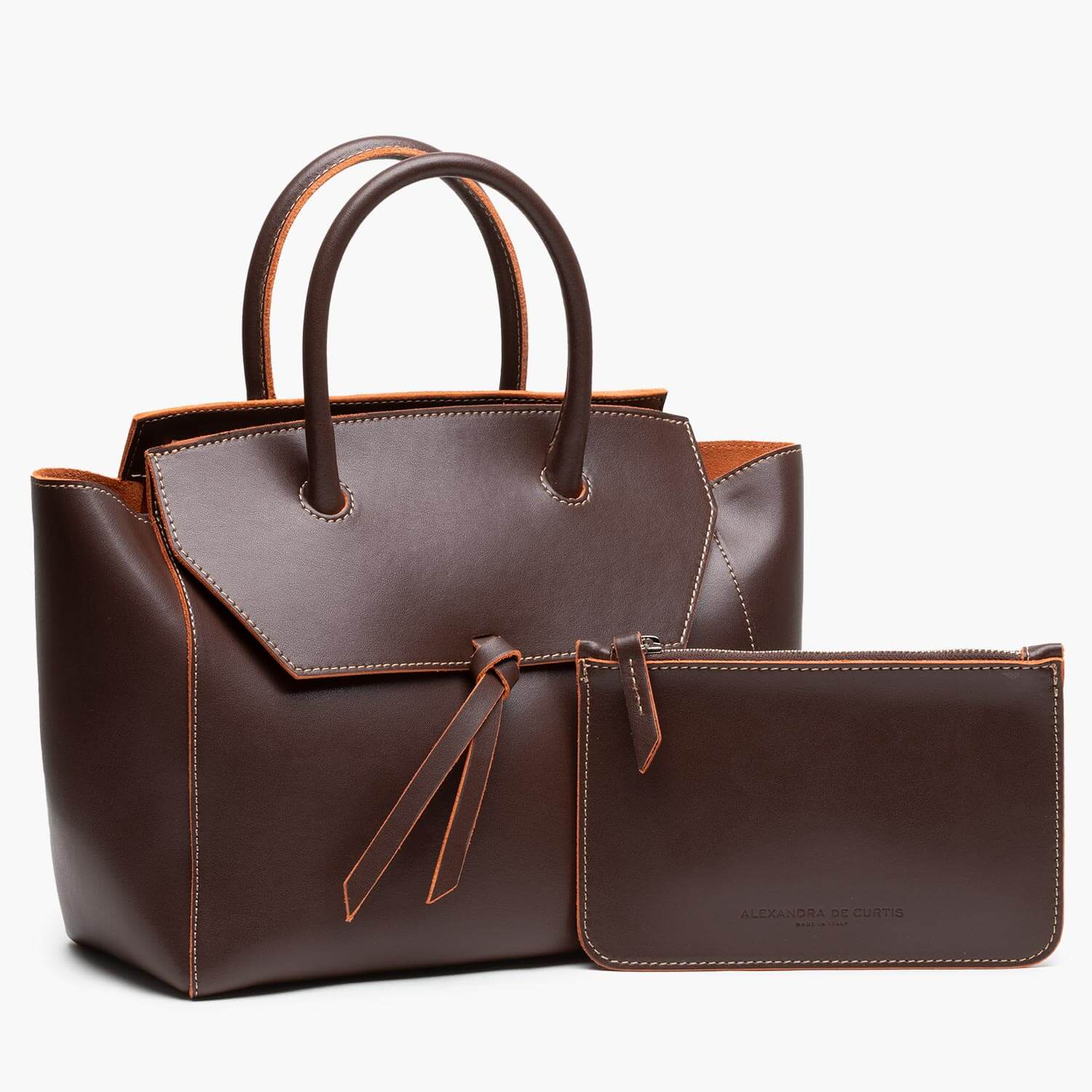 Loren Medium Leather Tote Bag - Cocoa Brown — ALEXANDRA DE CURTIS ...